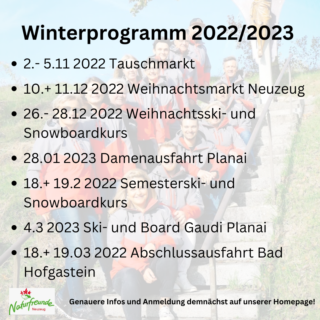 Unser Winterprogramm 2022/2023 - Naturfreunde Neuzeug